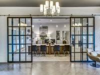 China Manual Modern Interior Doors Hidden Track Mirrored Aluminum Tempered Glass Sliding Barn Door for sale