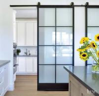 China Manual Modern Interior Doors Hidden Track Mirrored Aluminum Tempered Glass Sliding Barn Door for sale