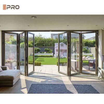 China Customized Graphic Soundproof Aluminum Glass Folding Doors For Villa for sale