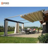 China Remote Control Pvc Roof Outdoor Aluminium Pergola Retractable Awning With Light Strip for sale