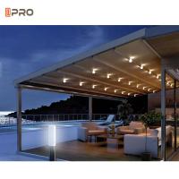 China Remote Control Pvc Roof Outdoor Aluminium Pergola Retractable Awning With Light Strip for sale