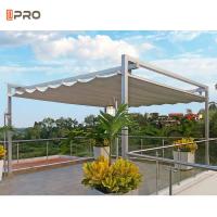 China Remote Control Pvc Roof Outdoor Aluminium Pergola Retractable Awning With Light Strip for sale