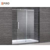 China 1.4mm  thinkness Aluminium Bathroom Doors Hotel Sliding Interior Frameless Toilet Glass Door for sale