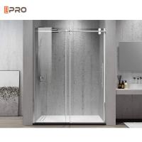 China 1.4mm  thinkness Aluminium Bathroom Doors Hotel Sliding Interior Frameless Toilet Glass Door for sale