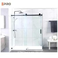 China 1.4mm  thinkness Aluminium Bathroom Doors Hotel Sliding Interior Frameless Toilet Glass Door for sale