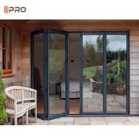 China Aluminum Glass Patio Exterior Bifold Doors Double Glazing Bi Folding Door For Store for sale
