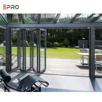 China Aluminium Glass Patio Outdoor Sliding Door Vertical Bi Folding Doors for sale
