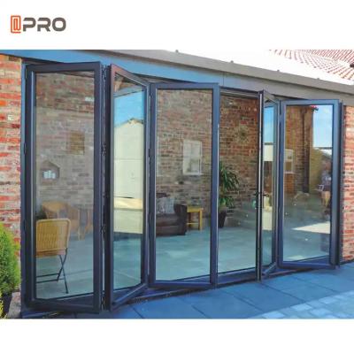China Transparent Aluminum Folding Doors 6 Foot Panel Lowes Sliding French Exterior Bifold Door for sale