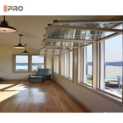 China Black Frameles Vertical Aluminium Bi Fold Window Fold Up Glass Folding Windows for sale