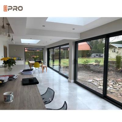 China Triple Telescopic System Aluminium Sliding Glass Doors For Balcony Modern Living for sale