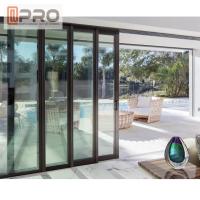 China Triple Aluminium Sliding Glass Doors with Customized Art Glass and Telescopic Design for sale