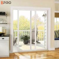China Triple Aluminium Sliding Glass Doors with Customized Art Glass and Telescopic Design for sale