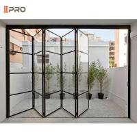 China Modern Aluminium Frames Double Glazed Bifold Door Interior Glass Folding Door for sale