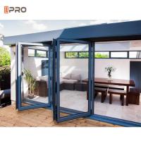 China 2.0mm Thickness Aluminum Folding Doors Exterior Portable Balcony Glass Bi Fold Door With Plexiglass for sale