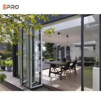China 2.0mm Thickness Aluminum Folding Doors Exterior Portable Balcony Glass Bi Fold Door With Plexiglass for sale