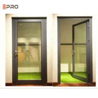 China Black Steel Aluminum Double Glass Office Swing Half Doors With Glass Hinged Indoor Door for sale