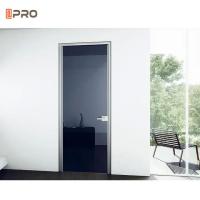China Black Steel Aluminum Double Glass Office Swing Half Doors With Glass Hinged Indoor Door for sale
