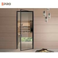 China Black Steel Aluminum Double Glass Office Swing Half Doors With Glass Hinged Indoor Door for sale