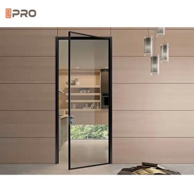 China Black Steel Aluminum Double Glass Office Swing Half Doors With Glass Hinged Indoor Door for sale