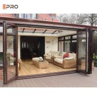 China Waterproof Kitchen Aluminum Folding Doors Aluminum Balcony Folding Glass Door System for sale