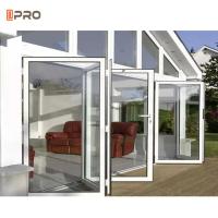 China Waterproof Kitchen Aluminum Folding Doors Aluminum Balcony Folding Glass Door System for sale