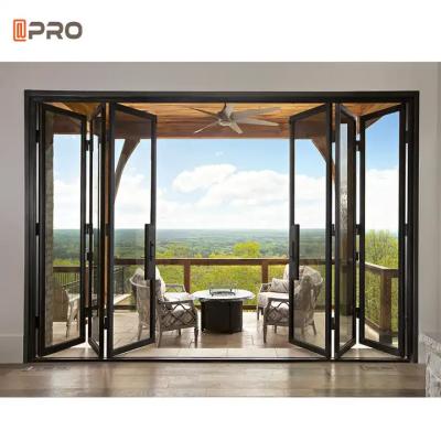China Custom Aluminum Folding Sliding Door Balcony Commercial Foldable Glass Door for sale