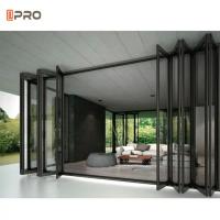 China Customized Giant Aluminum Folding Doors Black European Collapsible Glass Door for sale