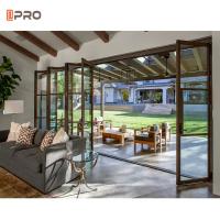 China APRO Commercial Aluminum Sliding Folding Glass Door Bi - Fold Garage Door for sale