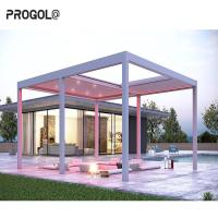 China Modern Gazebo Outdoor Garden Motorized Louver Louvered Shade Bioclimatic Automatic Aluminum Retractable Pergola for sale