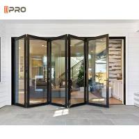China Aluminum Glass Sliding Folding Door Patio Exterior Bifold Doors Double Glazing Aluminum Bi Folding Door For Store for sale