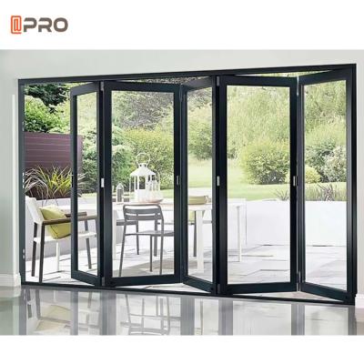 China Aluminum Accordion Door Bifold Security Double Glass Patio Door for sale