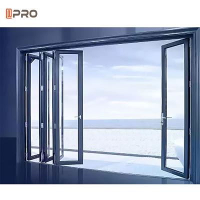 China Aluminium Folding Glass Door Large Double Bifold Balcony Door for sale