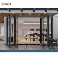 China Folding Garden Doors Aluminium Waterproof Commercial Foldable Glass Door for sale