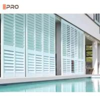 China White Aluminium Louver Ventilate Windows Door Plantation Shutter Exterior for sale