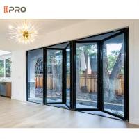 China Aluminium Folding Glass Door Large Double Bifold Glass Patio Doors for sale