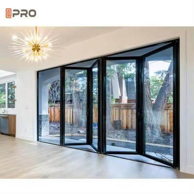 China Aluminium Folding Glass Door Large Double Bifold Glass Patio Doors for sale