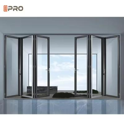 China Folding Aluminum Door Large Double Bifold Glass Exterior Patio Doors for sale