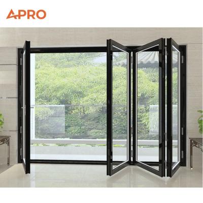 China Aluminum  Glass Bifold  Door Aluminum Folding Door With Lightweight Bearings And Powder Coating for sale