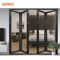 China Aluminum  Glass Bifold  Door Aluminum Folding Door With Lightweight Bearings And Powder Coating for sale