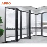 China Waterproof Energy Track Multifunctional Aluminum Glass Folding Door  / Bifold Door Customized for sale