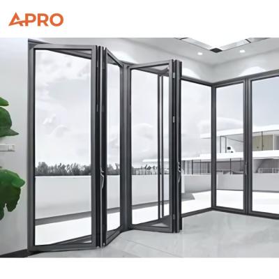 China Waterproof Energy Track Multifunctional Aluminum Glass Folding Door  / Bifold Door Customized for sale