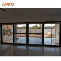 China Lock Powder Coated Aluminium Sliding Glass Doors With 2mm Frame for sale
