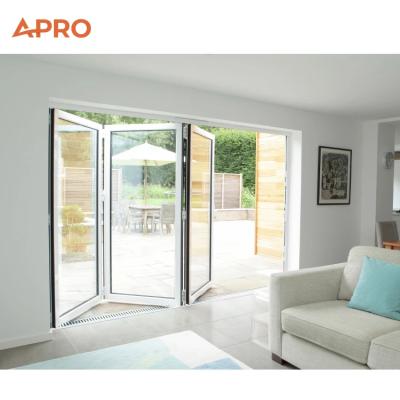 China Customized Aluminum Folding Doors With Hollow Toughened Glass And Powder Coated Frames for sale