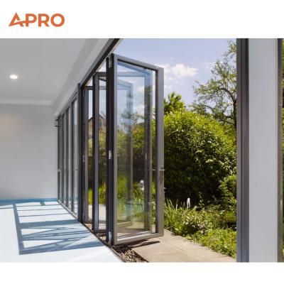 China Lightweight Aluminum Folding Door With Hollow Toughened Glass for sale