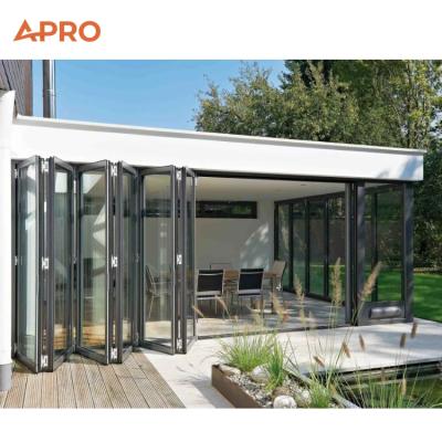 China Powder Coated Aluminum Glass Folding Door  With Silicone Sealant for sale