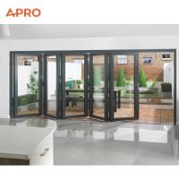 China Customizable hollow tempered glass aluminum folding door aluminum alloy window for sale