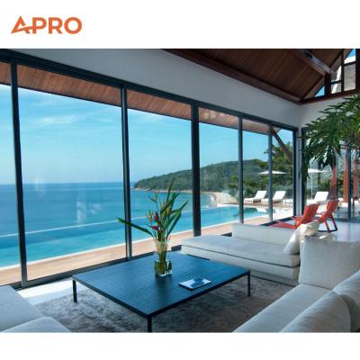 China Aluminum Alloy Sliding Glass Door Customization Powder-coated Aluminum Folding Sliding Door House Windproof for sale