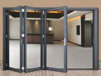 China Modern Aluminum Folding Door Soundproof Storm Glass Door Patio Door Sturdy for sale