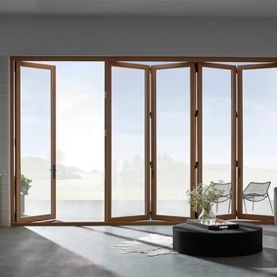China Aluminum Alloy Folding Door French Sliding Folding Door Thermal Insulation Folding Exterior Windproof Aluminum Bi-fold Door for sale