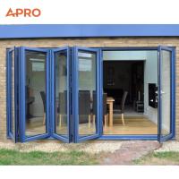 China Aluminum Alloy Folding Door French Sliding Folding Door Thermal Insulation Folding Exterior Windproof Aluminum Bi-fold Door for sale
